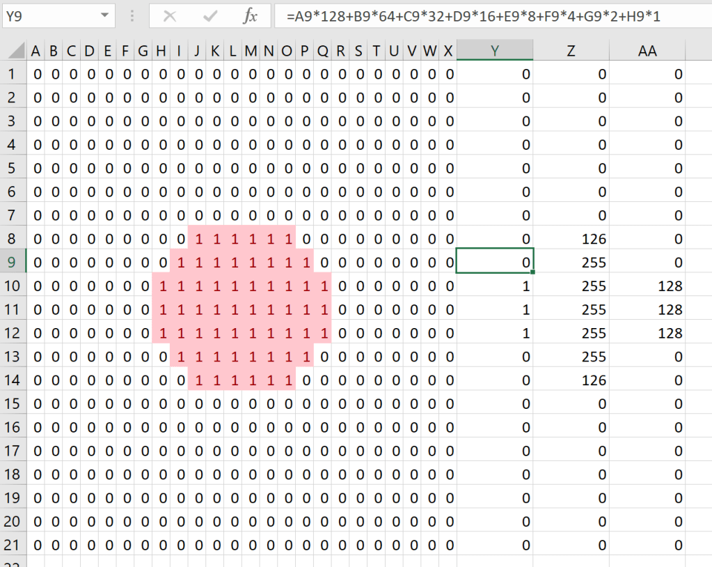 An Excel sheet to generate hi-res Sprite data for the Commodore 64 ...