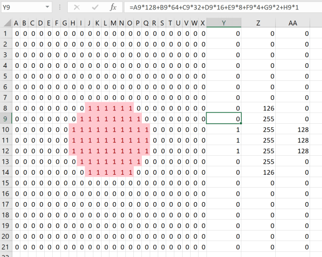 An Excel sheet to generate hi-res Sprite data for the Commodore 64 ...